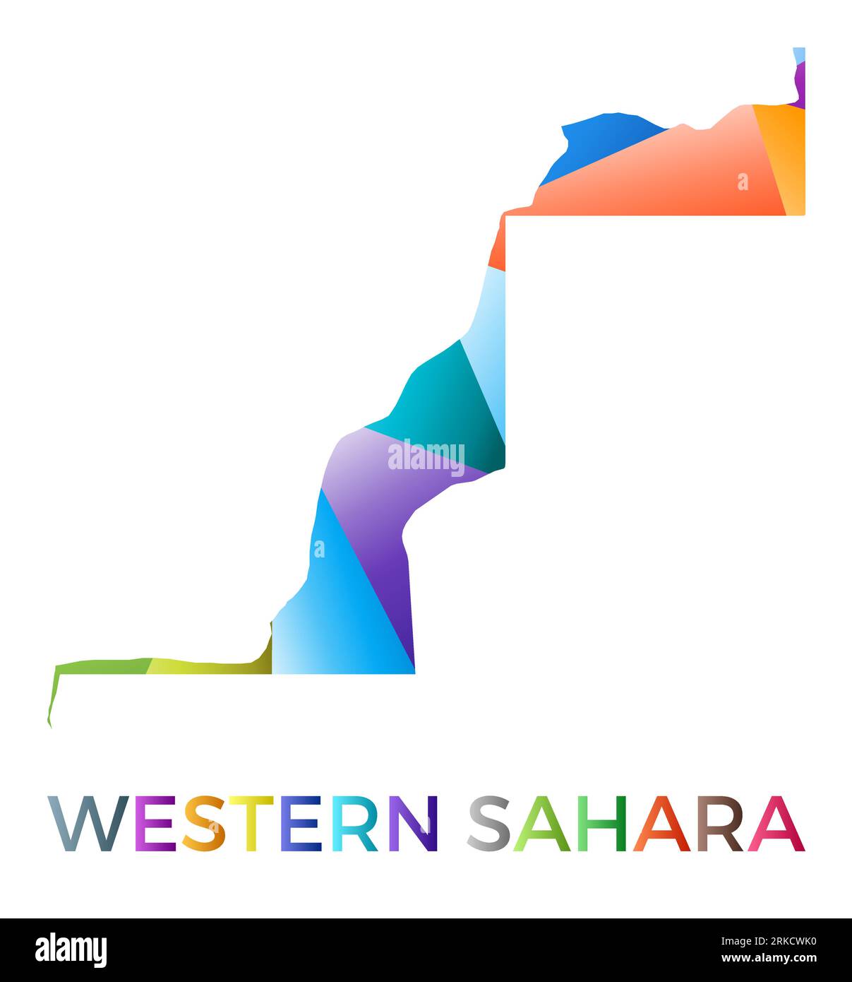 Bright colored Western Sahara shape. Multicolor geometric style country ...