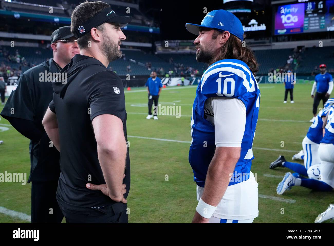 Philadelphia Eagles head coach Nick Sirianni talks with Indianapolis ...