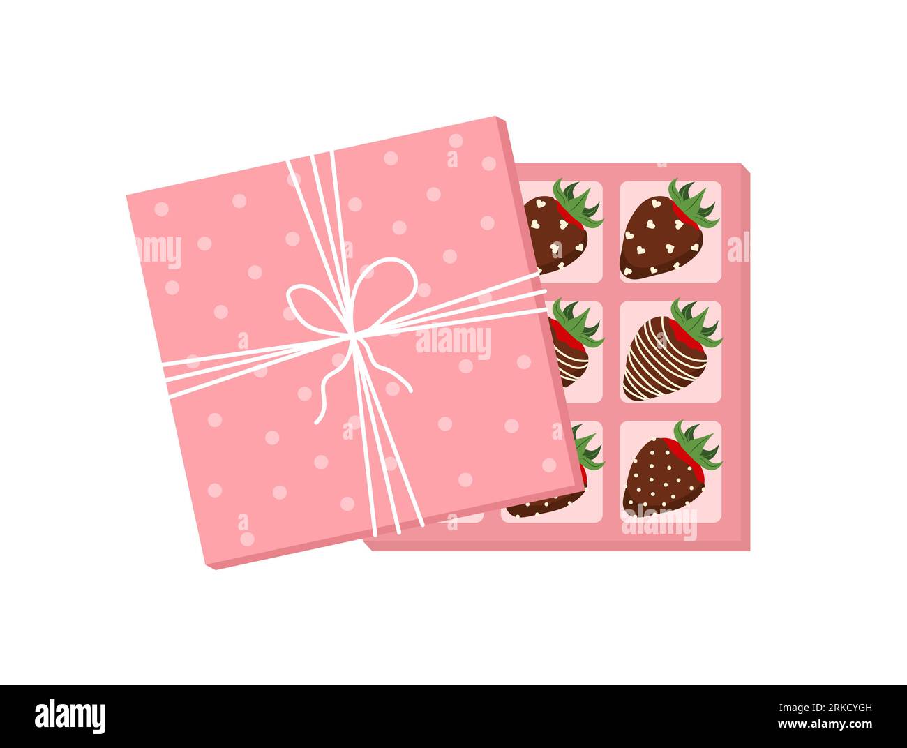 Strawberries in milk chocolate in gift box. Sweet dessert for ...