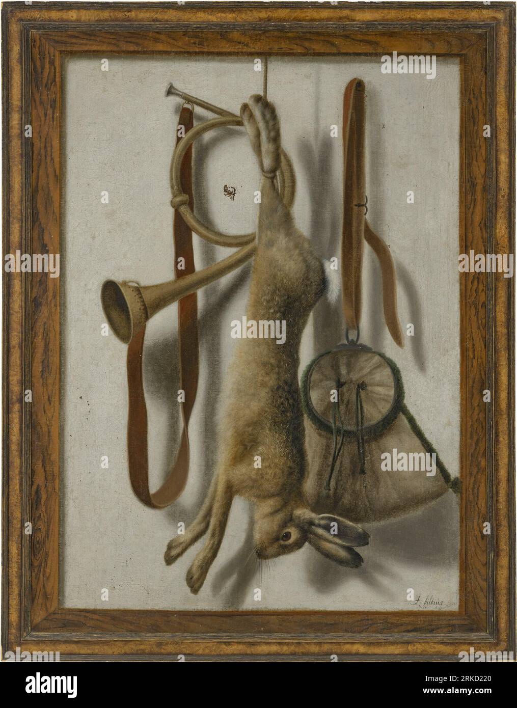 Trompe l'œil of a hare, hunting horn and hunting satchel 1664 by Jacob ...