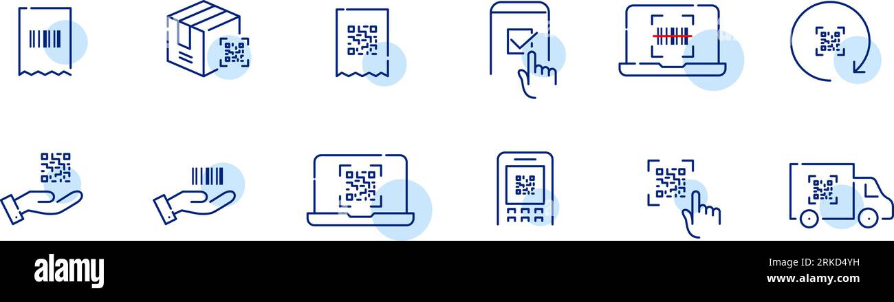Qr code and barcode icons. Payment terminal, delivery tracking and ...