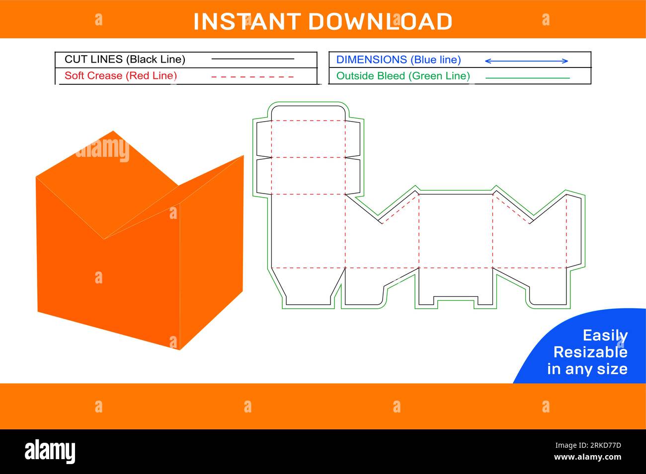 Unique packaging gift box template, custom box die line template and 3D ...