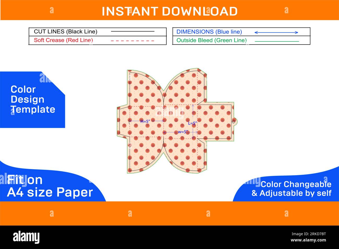 Surprise birthday Gift box die line template and 3d box template design ...