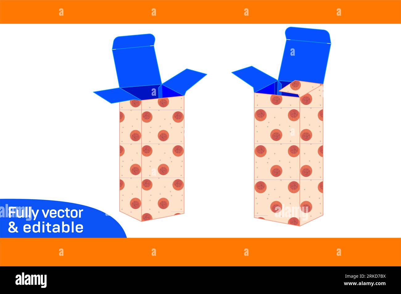 Straight tuck end paper box die line template and 3D box colour ...