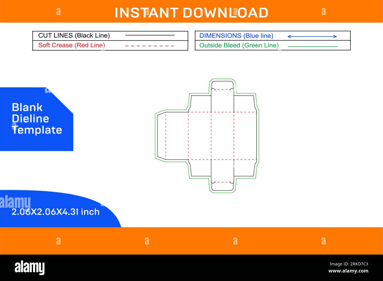 Straight tuck end folding box, Die line template and 3D box editable ...