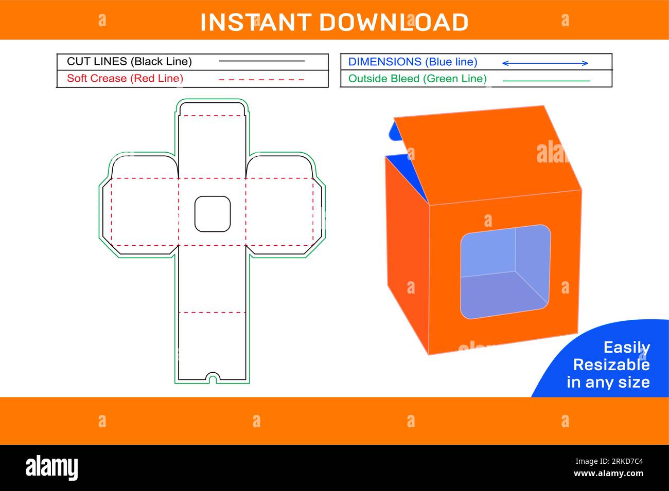 2D side display box, die line template and 3D box colour changeable and ...