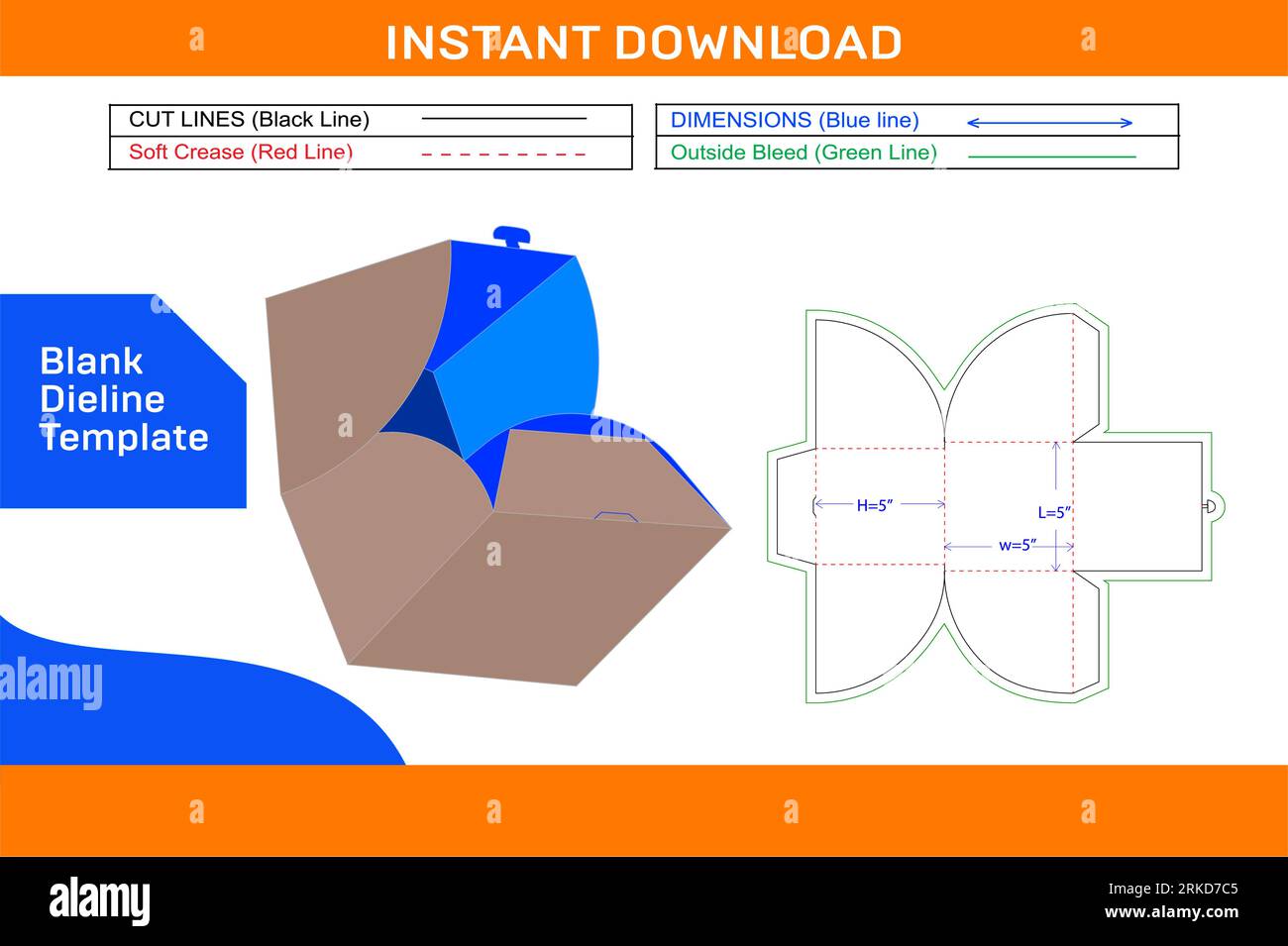 Surprise birthday Gift box die line template and 3d box template design ...