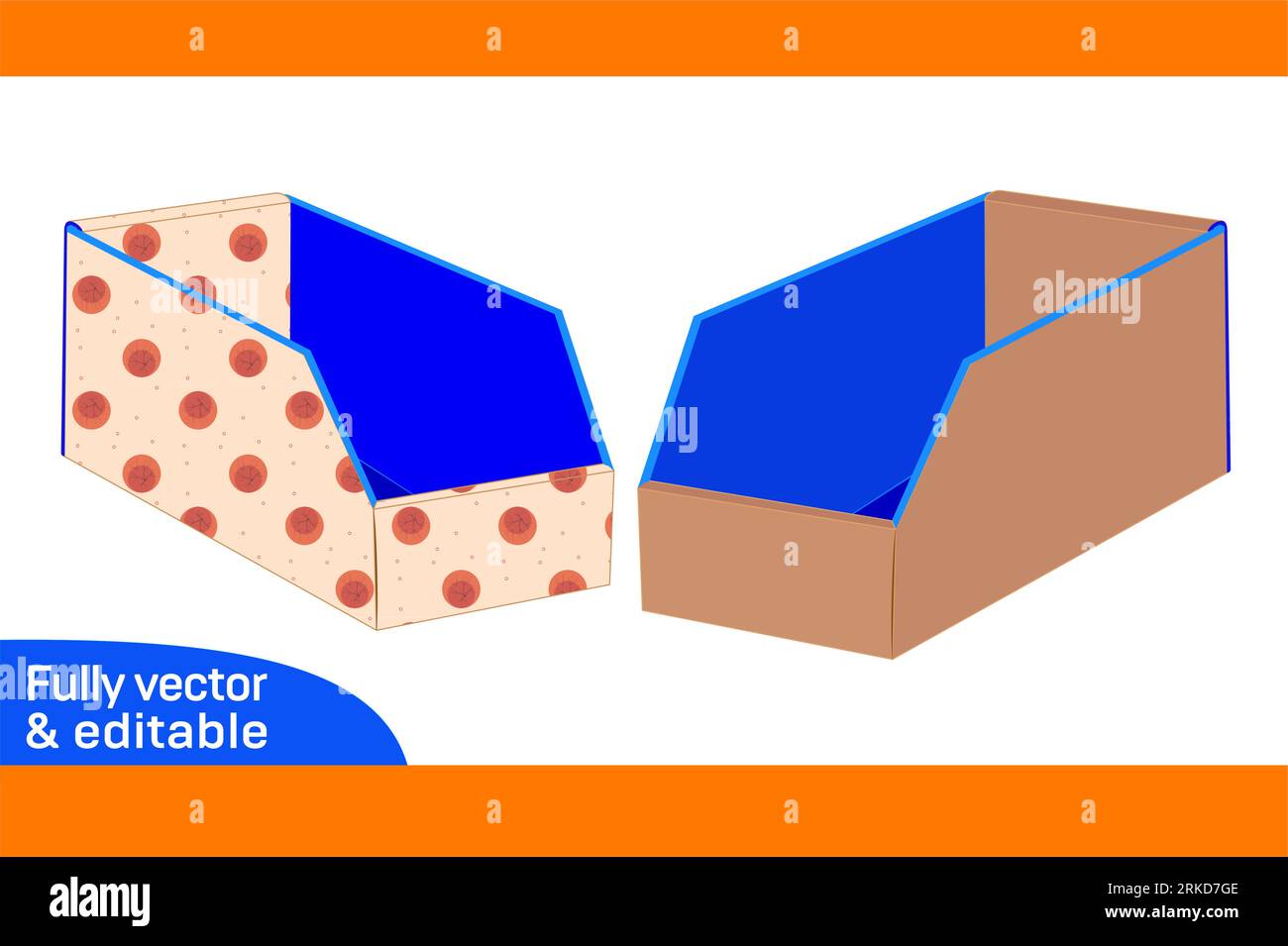 Stackable storage and bin box die line template and 3D box design ...