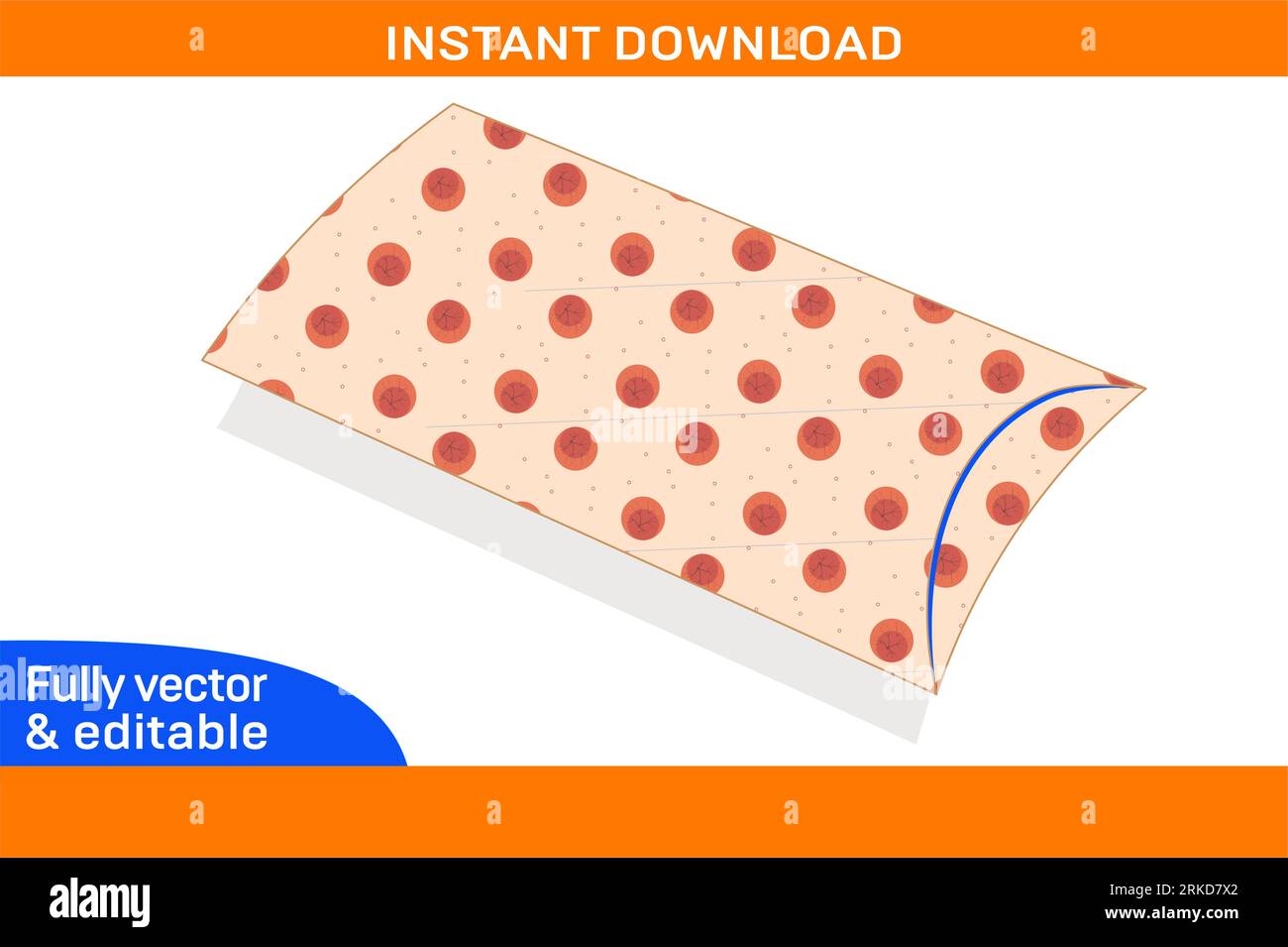 Pillow box or candy box, gift box die line template and 3D box design ...