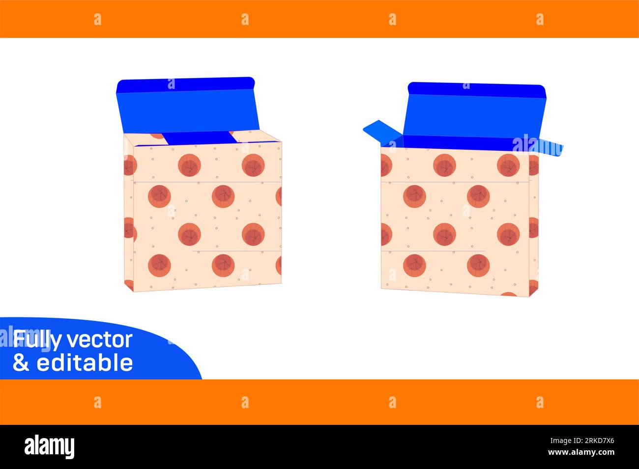 RTE or Reverse tuck end box die line template and 3d render design ...