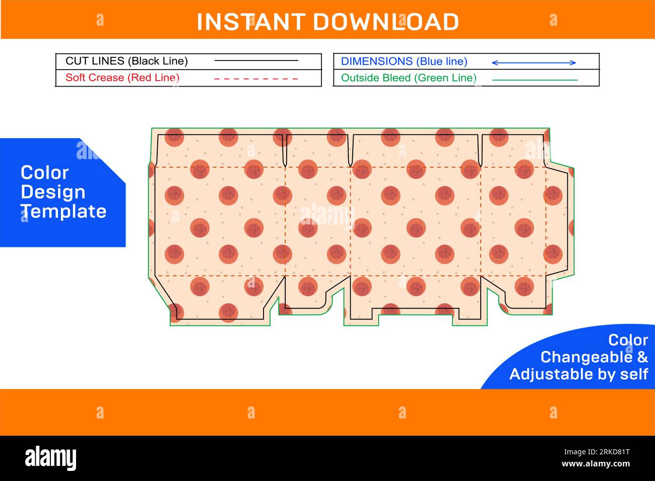 Packaging corrugated box die line template and 3D box design and ...