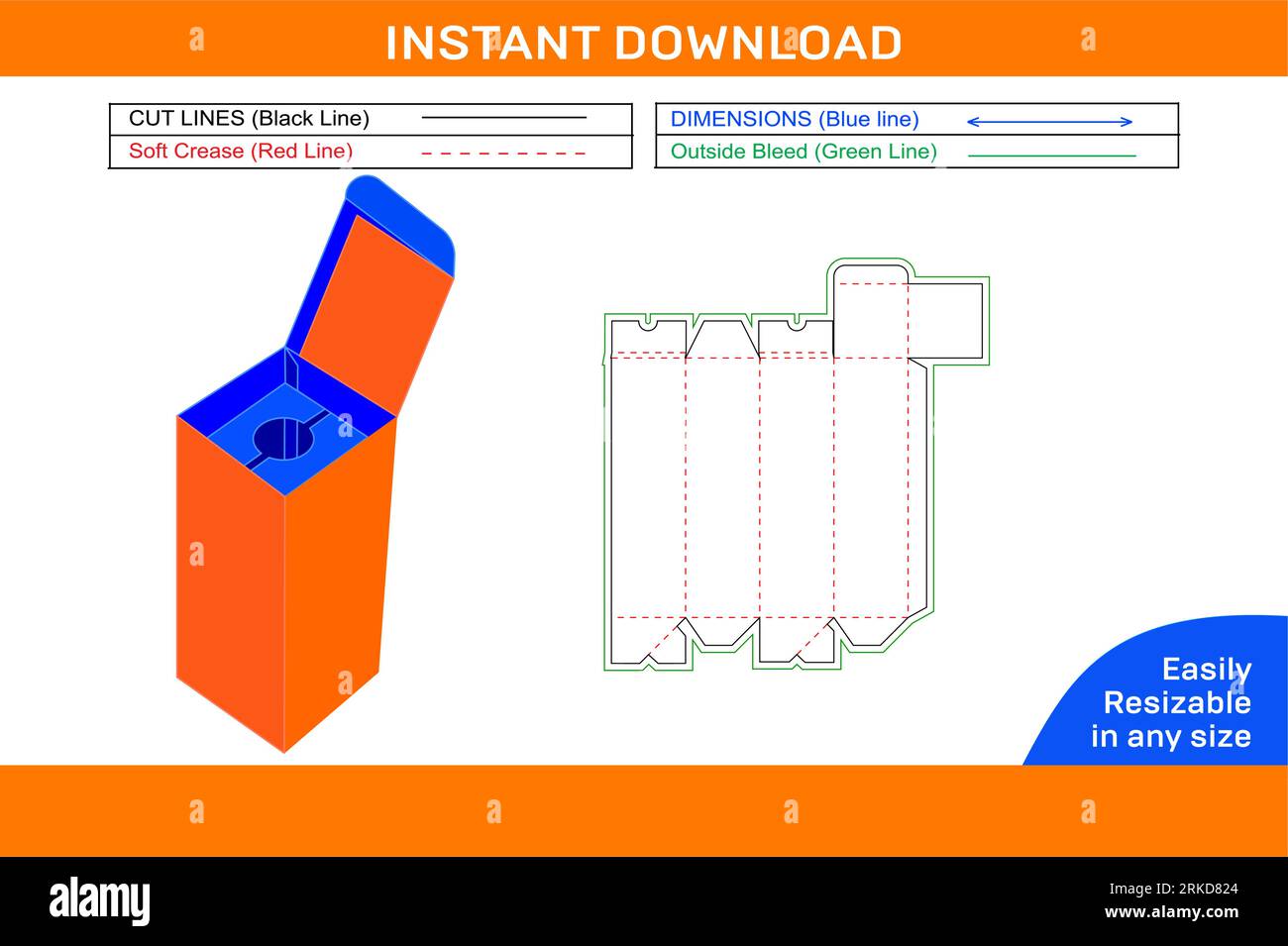 Packaging display box, die line template and 3D box colour changeable ...