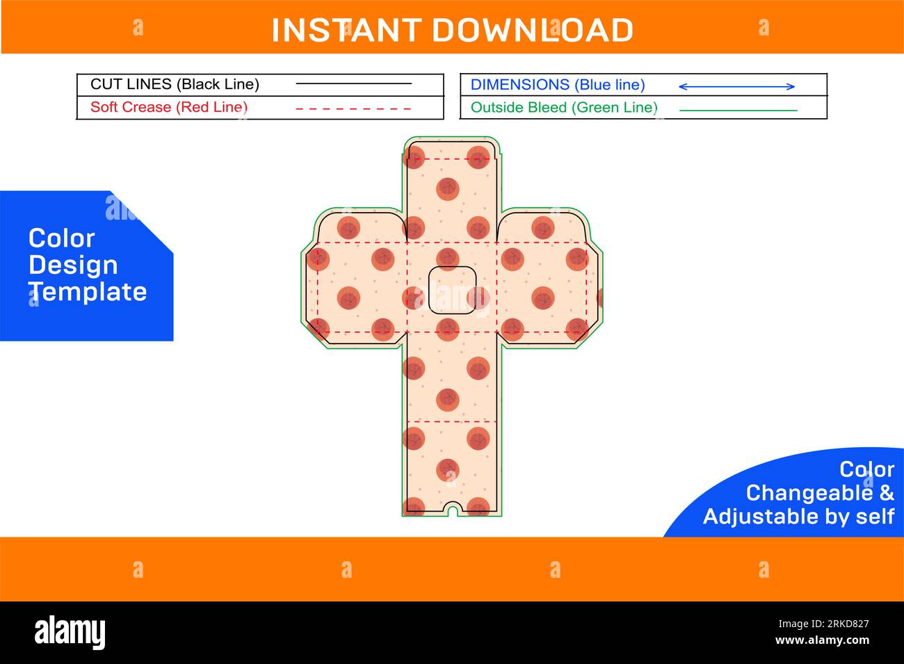 2D side display box, die line template and 3D box colour changeable and ...