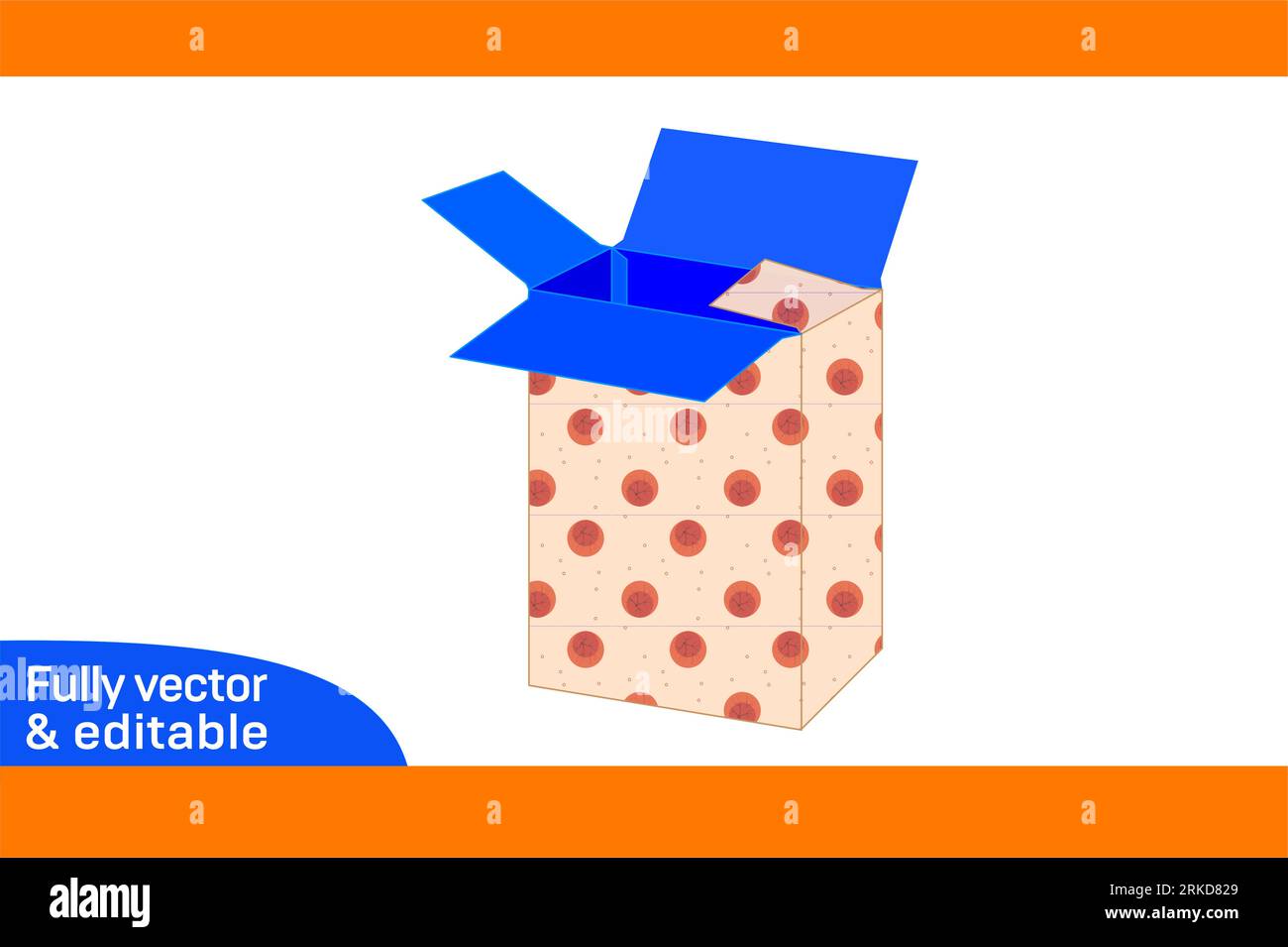 Packaging Auto bottom lock Tuck top box Die line template and 3D box ...