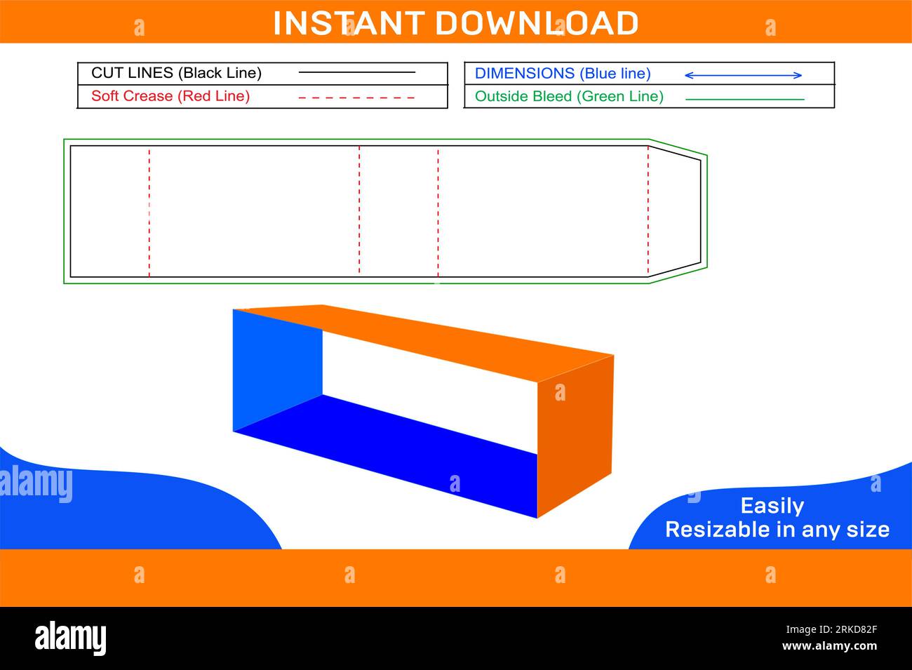 Packaging Sleeve box die line template and 3D box design Stock Vector ...