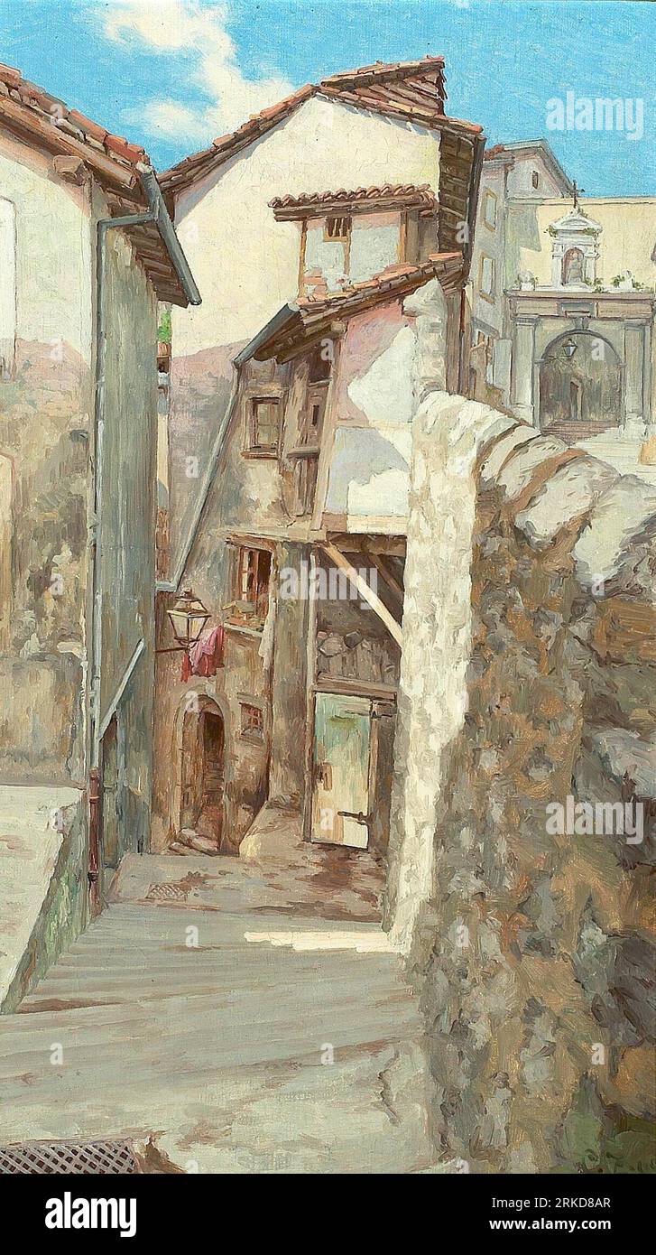 Mediterranean street view. 1909 by Christian Zacho Stock Photo - Alamy