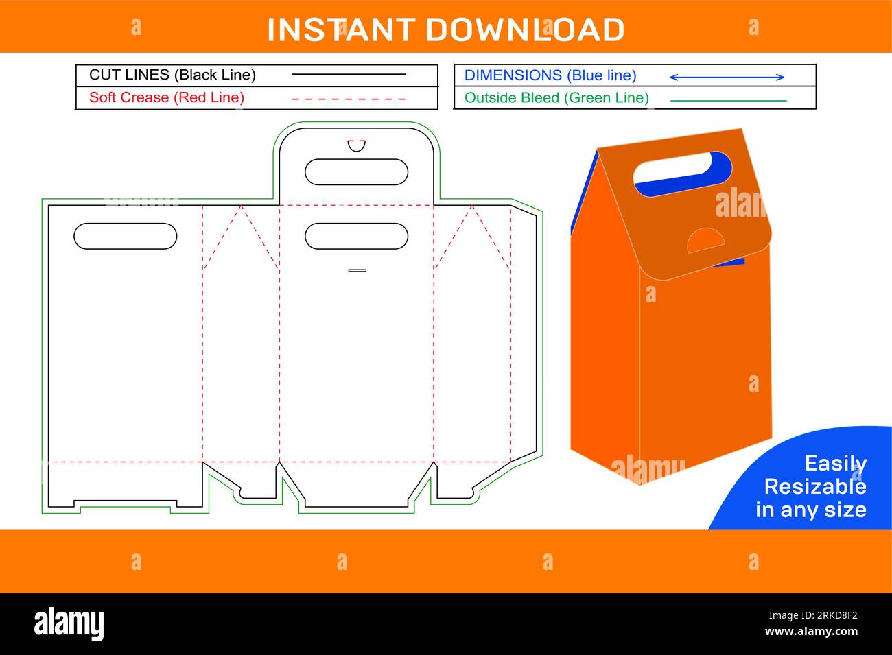 Milk box packaging die line template and 3d box design and easily ...