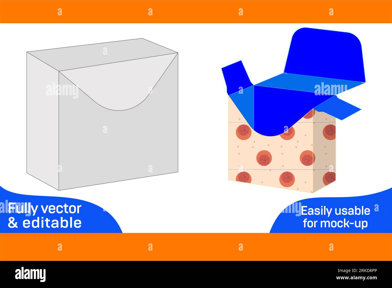 Custom straight tucks end box packaging die line template and 3d box ...
