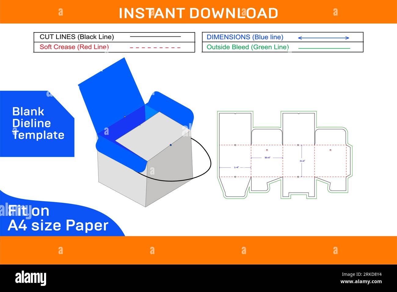 Luxury gift box or birthday party box with handle die line template and ...