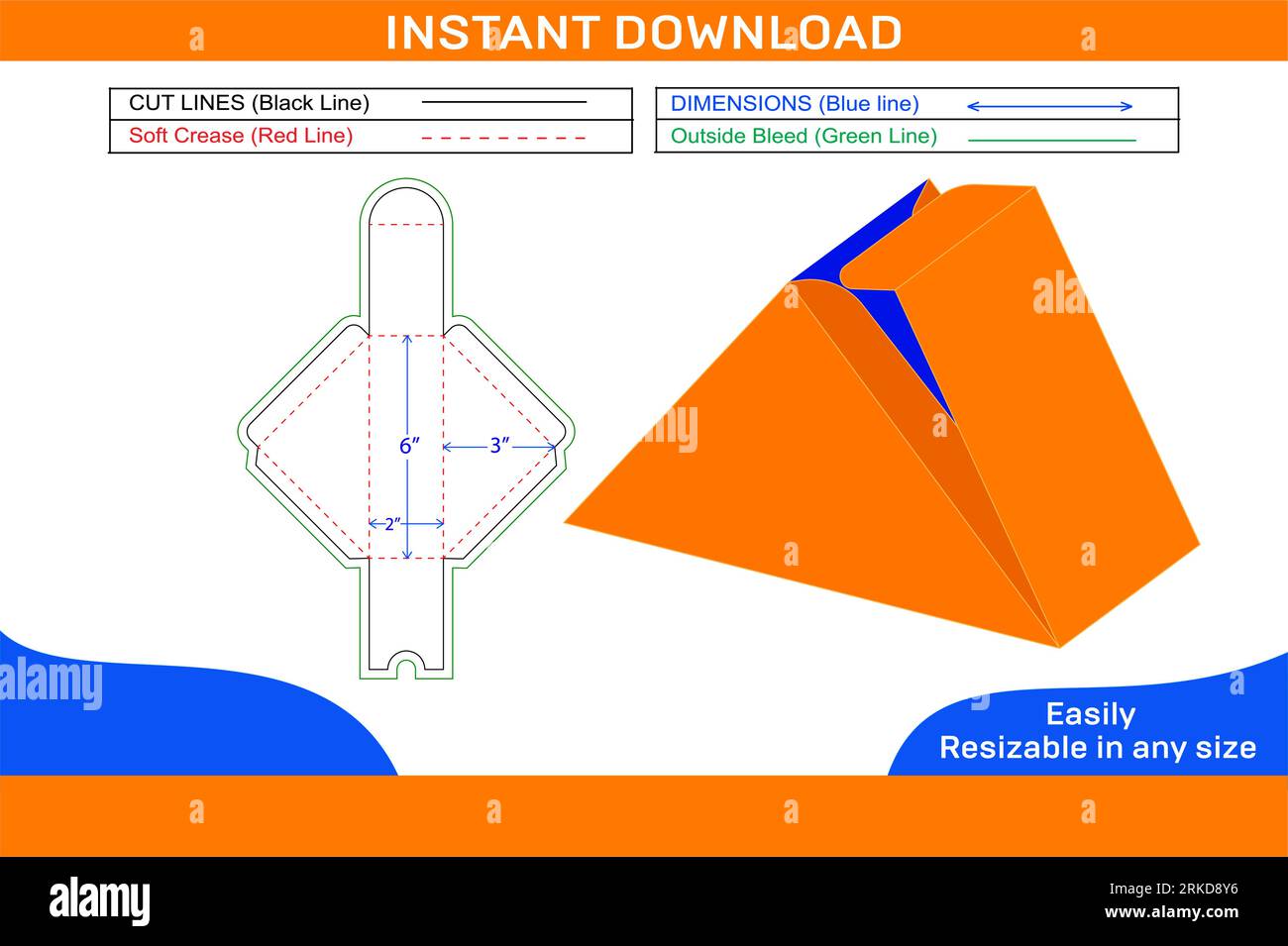 Creative food packaging box dieline template design and 3D vector file ...