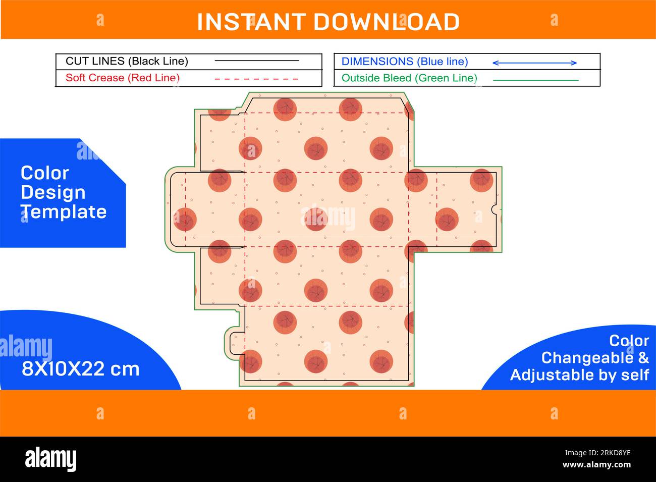 Cosmetic packaging box die line template and 3d render vector file ...