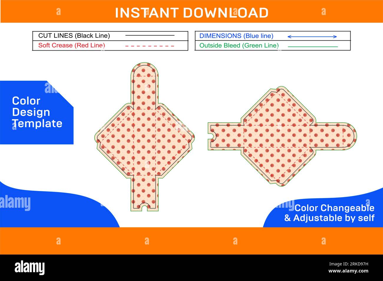 Creative food packaging box die line template design and 3D vector file ...