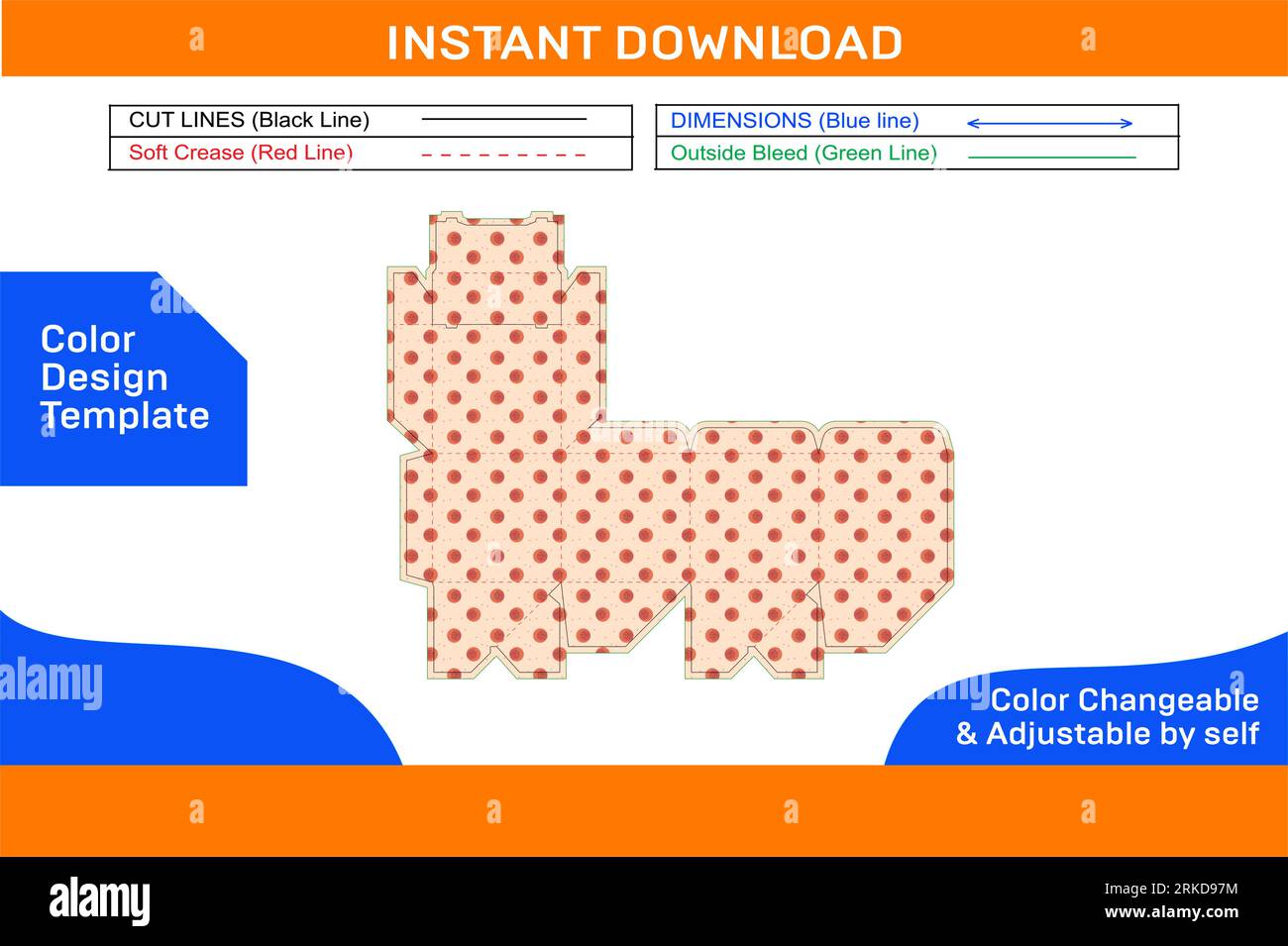 Corrugated carton folding box die line template and 3D box design ...