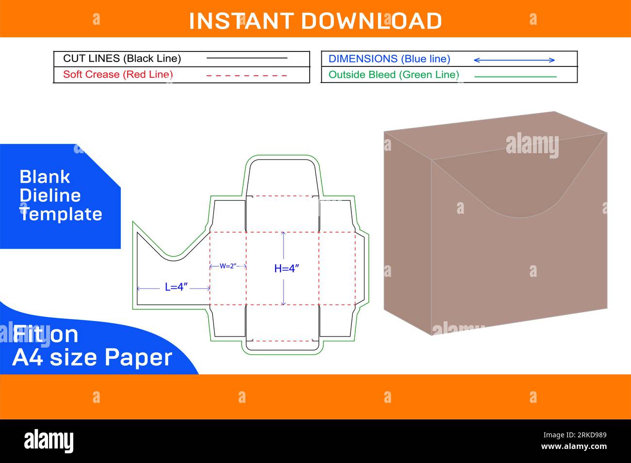 Custom straight tucks end box packaging die line template and 3d box ...
