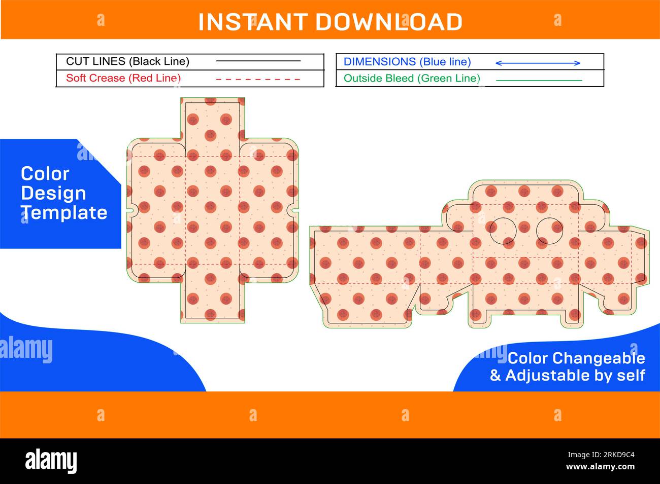 Cupcake or gift box packaging die line template and 3D vector file ...