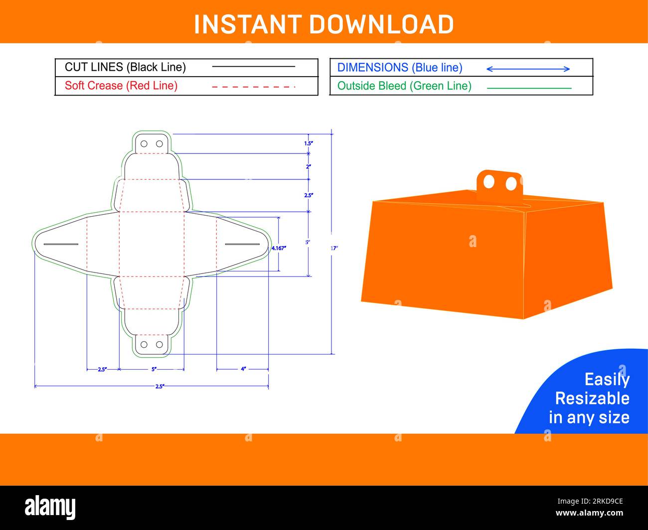 Delivery Packaging cake box with handle die line template or die cut ...