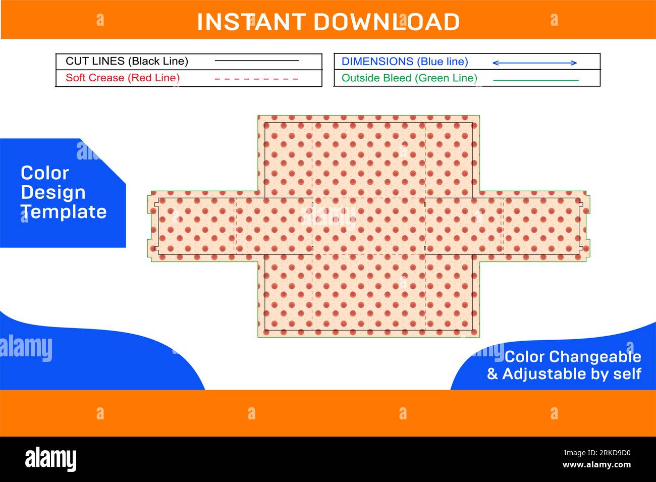 Cardboard Folding tray box Colour Design die line Template Stock Vector ...