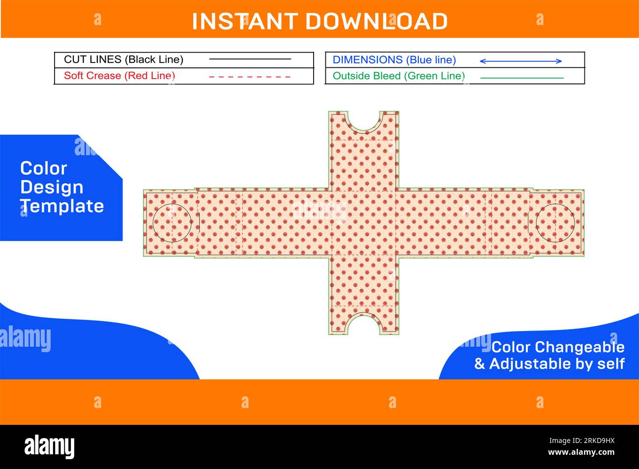 CC camera packaging box die line template and 3D box colour changeable ...