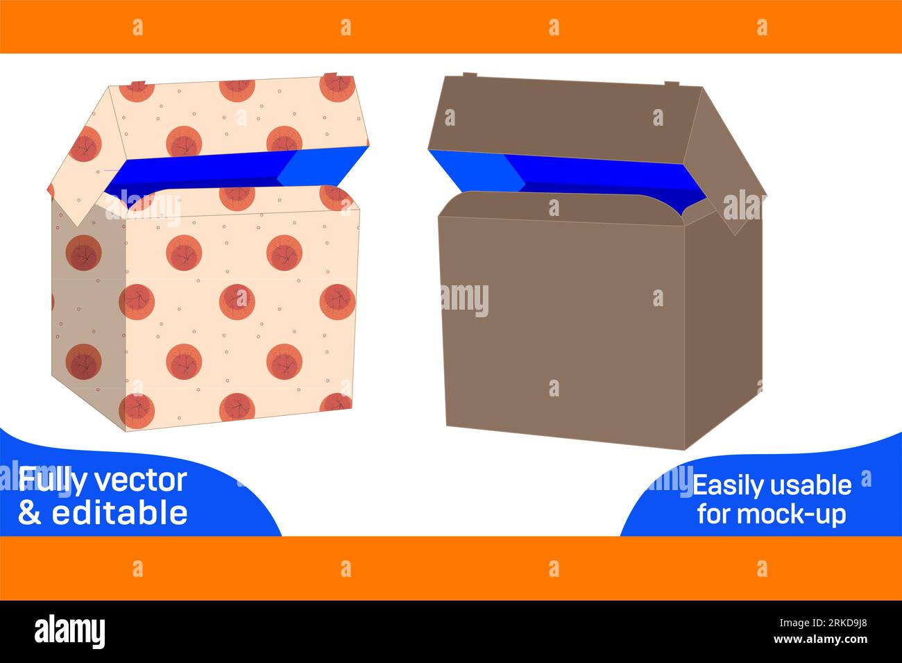 Corrugated carton folding box die line template and 3D box design ...