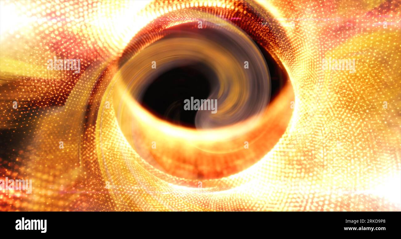 Round yellow frame from energy magical glowing particles and light ...