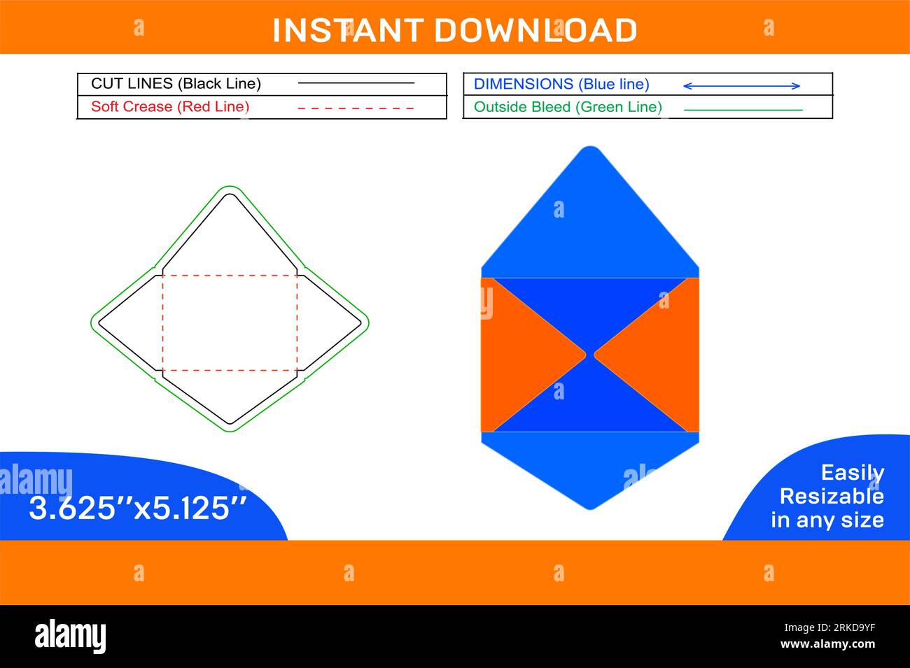 Contour Envelope die line template, 3D envelope design and Editable ...