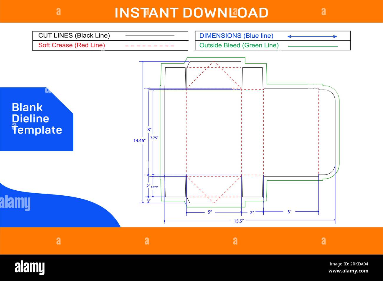4 corner collapsible tray top tuck box die line template and 3D box ...