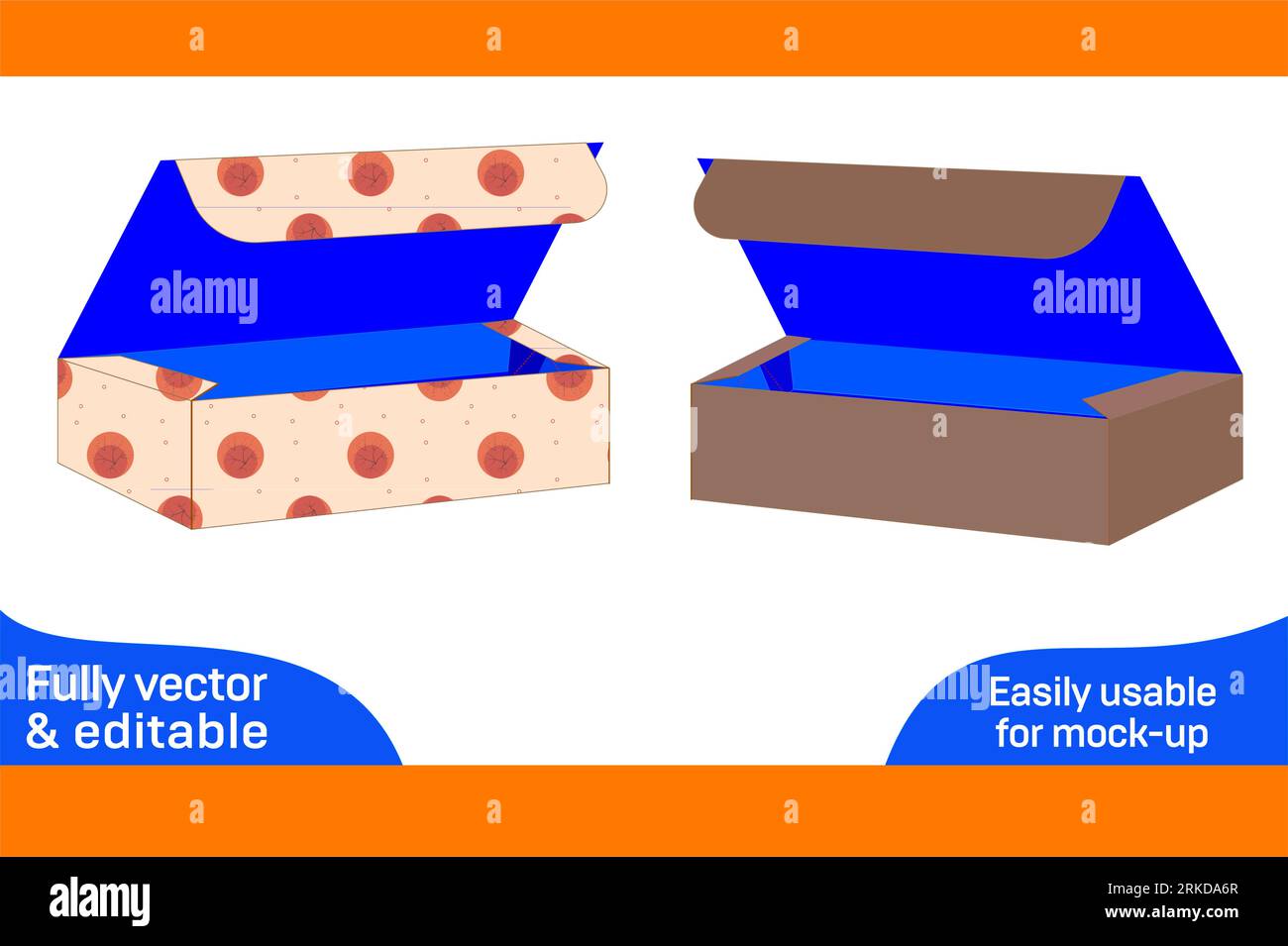 4 corner collapsible tray top tuck box die line template and 3D box ...