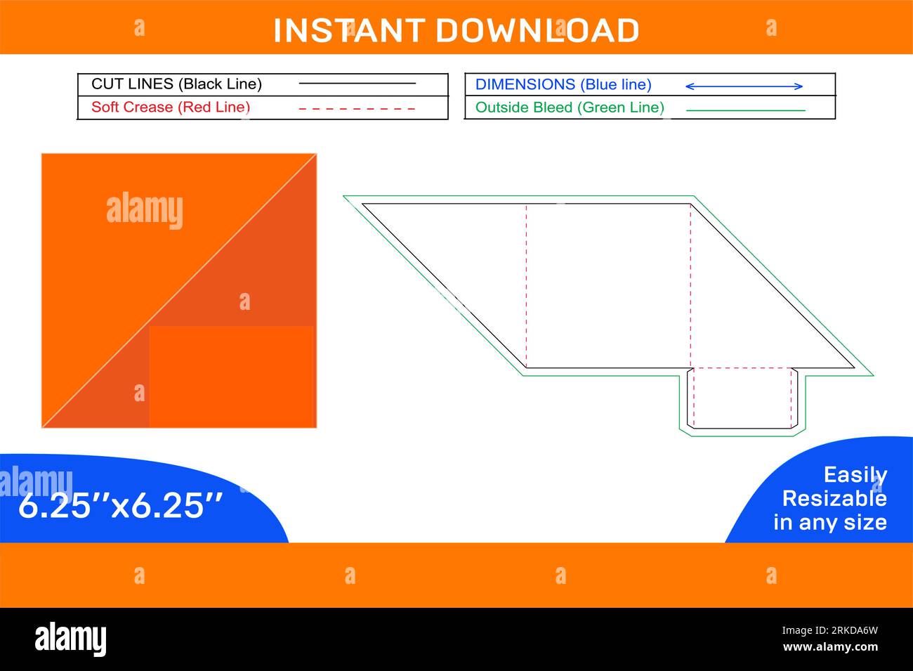 Packaging Envelope die line template and 3D envelope design editable ...