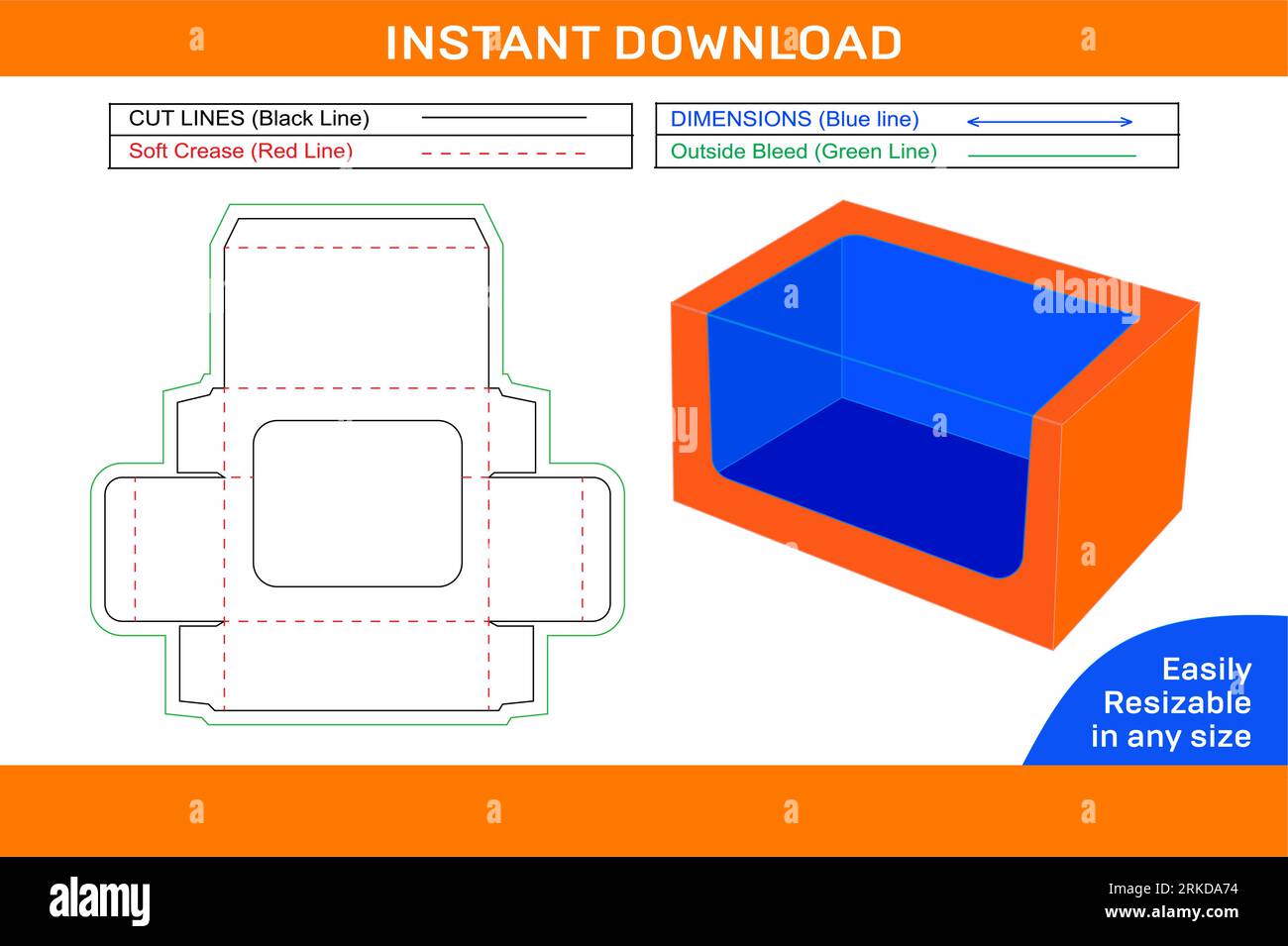 2D side display box, die line template and 3D box colour changeable and ...