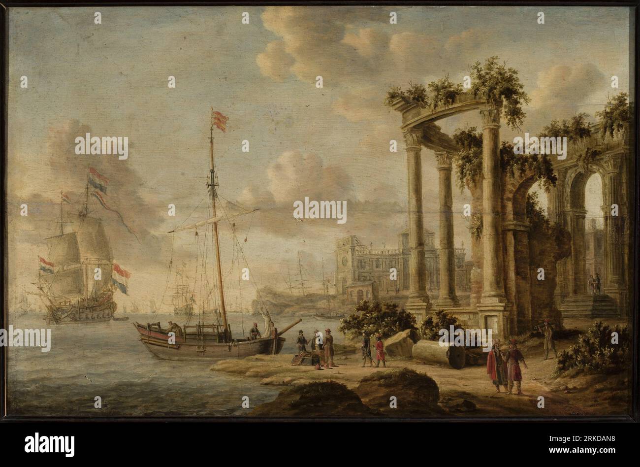 Seaside landscape with ancient ruins on the coast 1674 by Jacobus ...