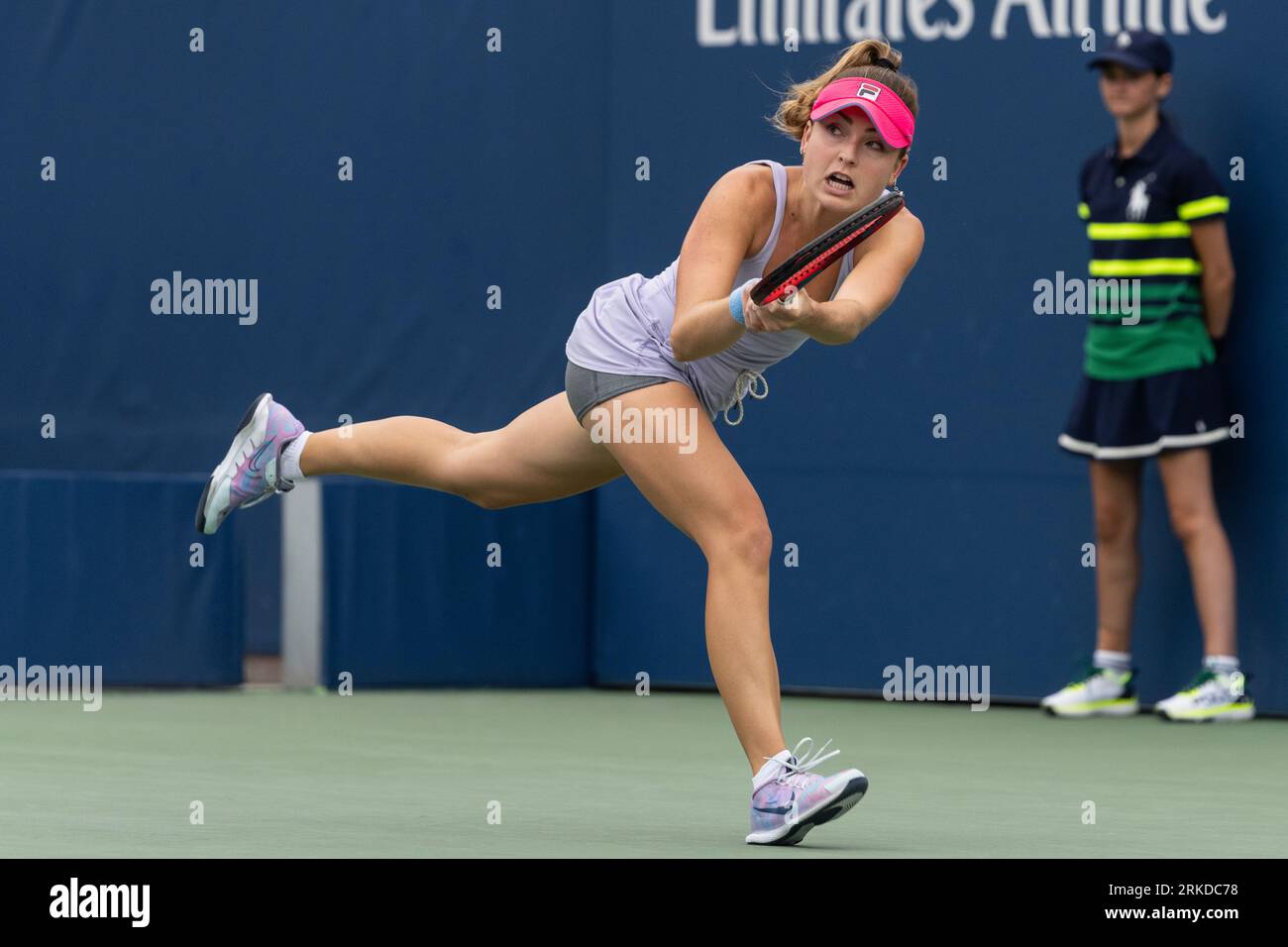 Fiona Crawley of USA returns ball during 2nd round match against Timea ...