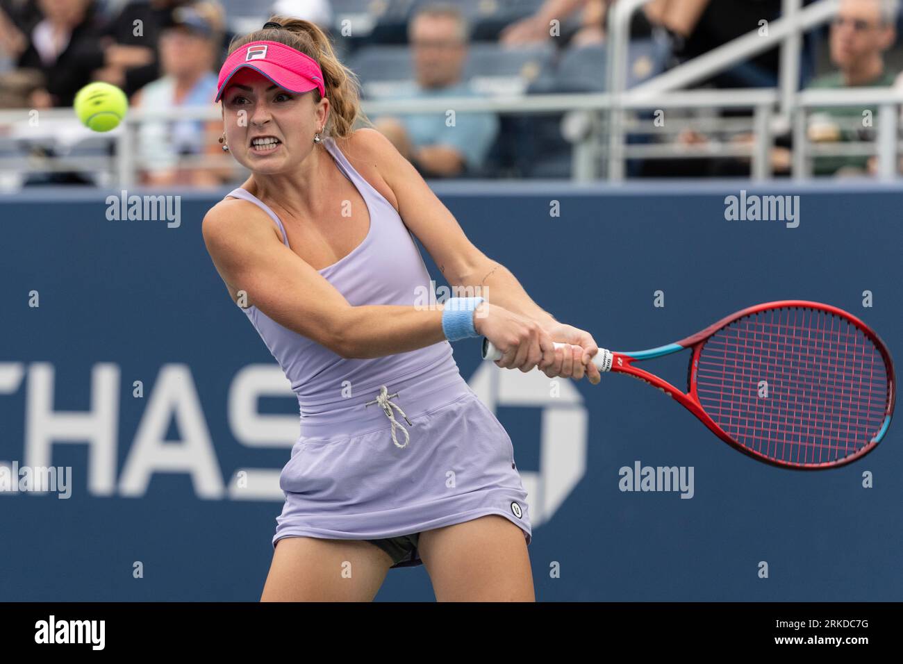 Fiona Crawley of USA returns ball during 2nd round match against Timea ...