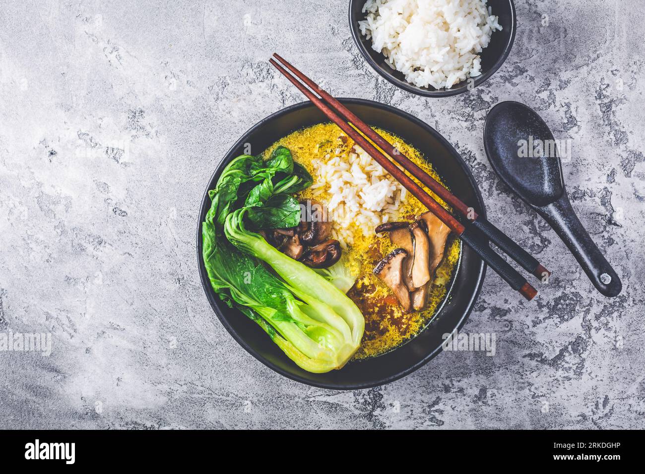 Egg flower soup, tomato egg drop soup with mushrooms, bok choy and rice ...
