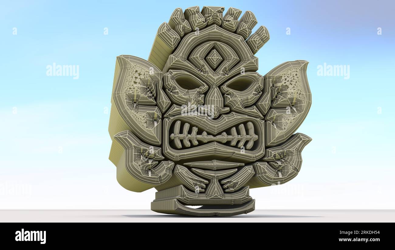 3D Illustration of a Tiki Idol. In Māori mythology, Tiki is the first ...