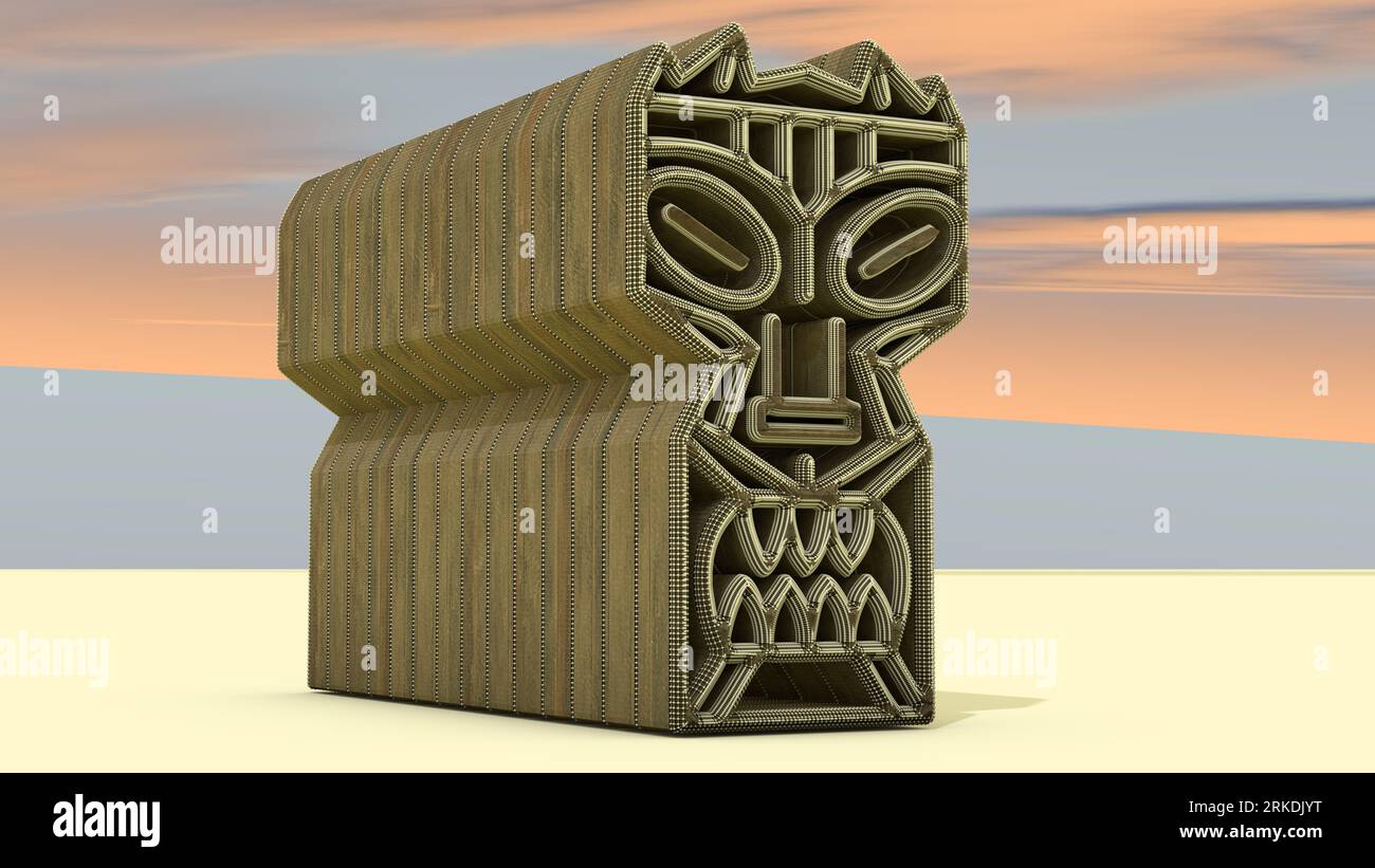 3D Illustration of a Tiki Idol. In Māori mythology, Tiki is the first ...