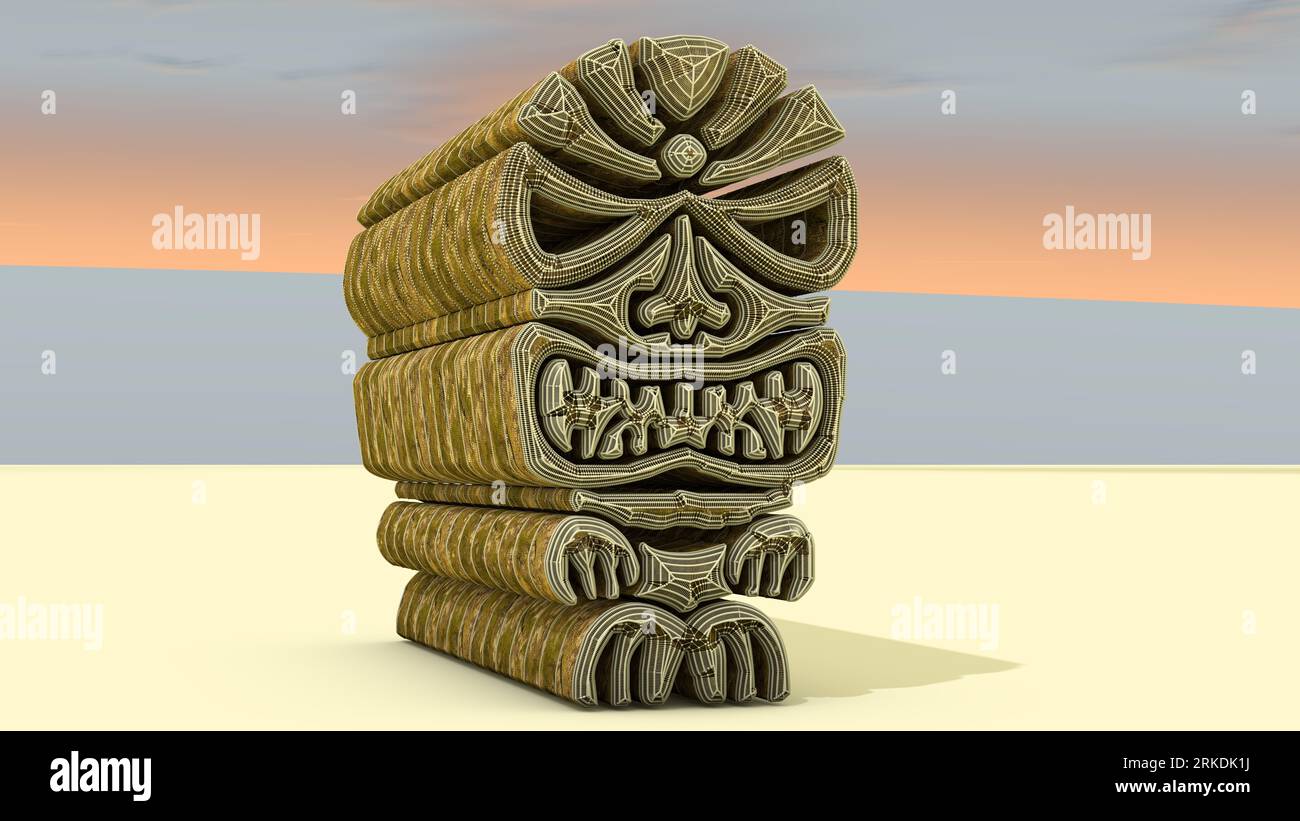 3D Illustration of a Tiki Idol. In Māori mythology, Tiki is the first ...