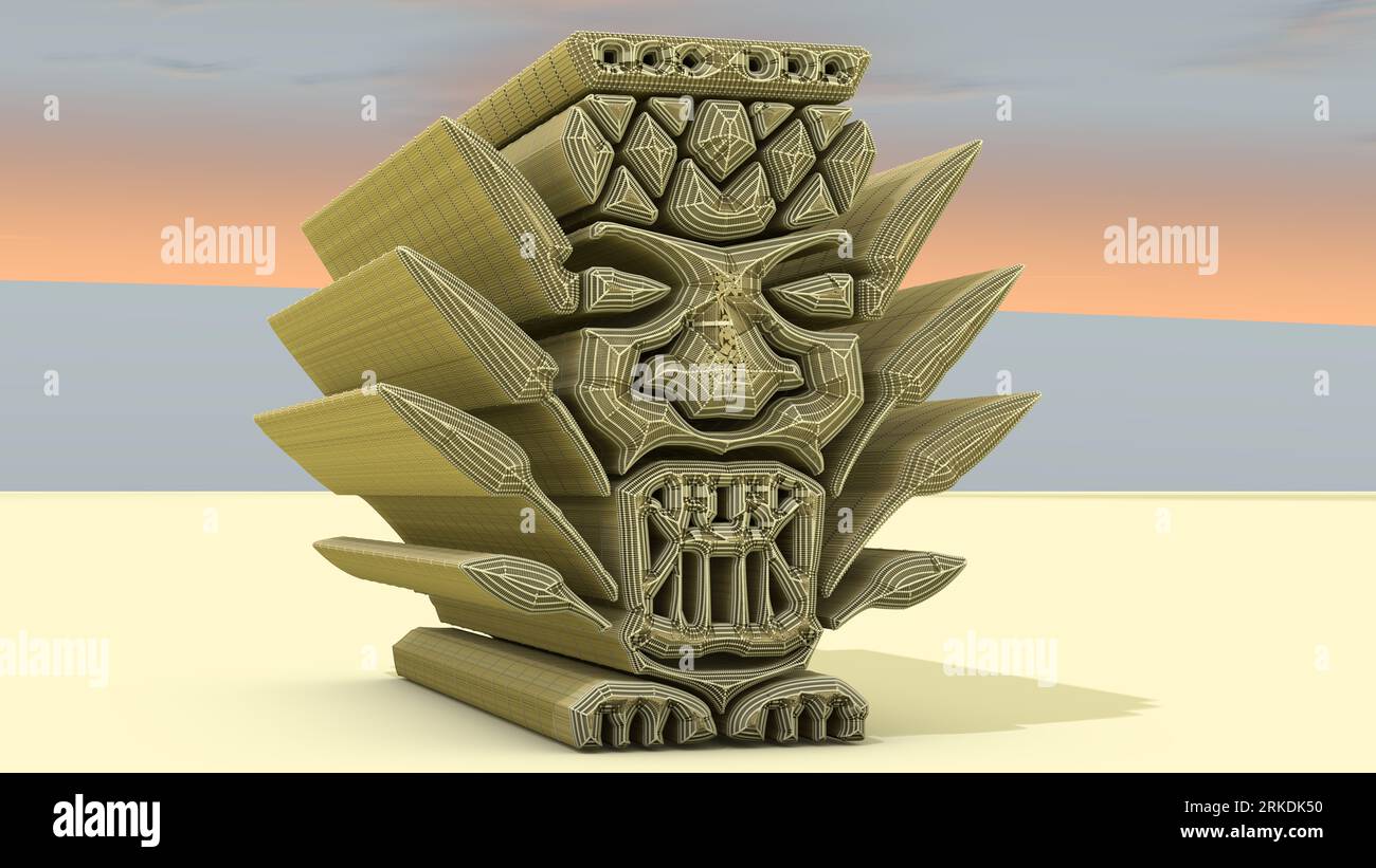 3D Illustration of a Tiki Idol. In Māori mythology, Tiki is the first ...