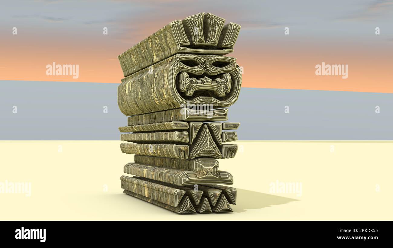 3D Illustration of a Tiki Idol. In Māori mythology, Tiki is the first ...