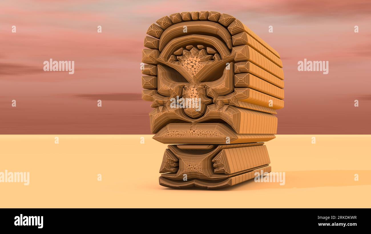 3D Illustration of a Tiki Idol. In Māori mythology, Tiki is the first ...