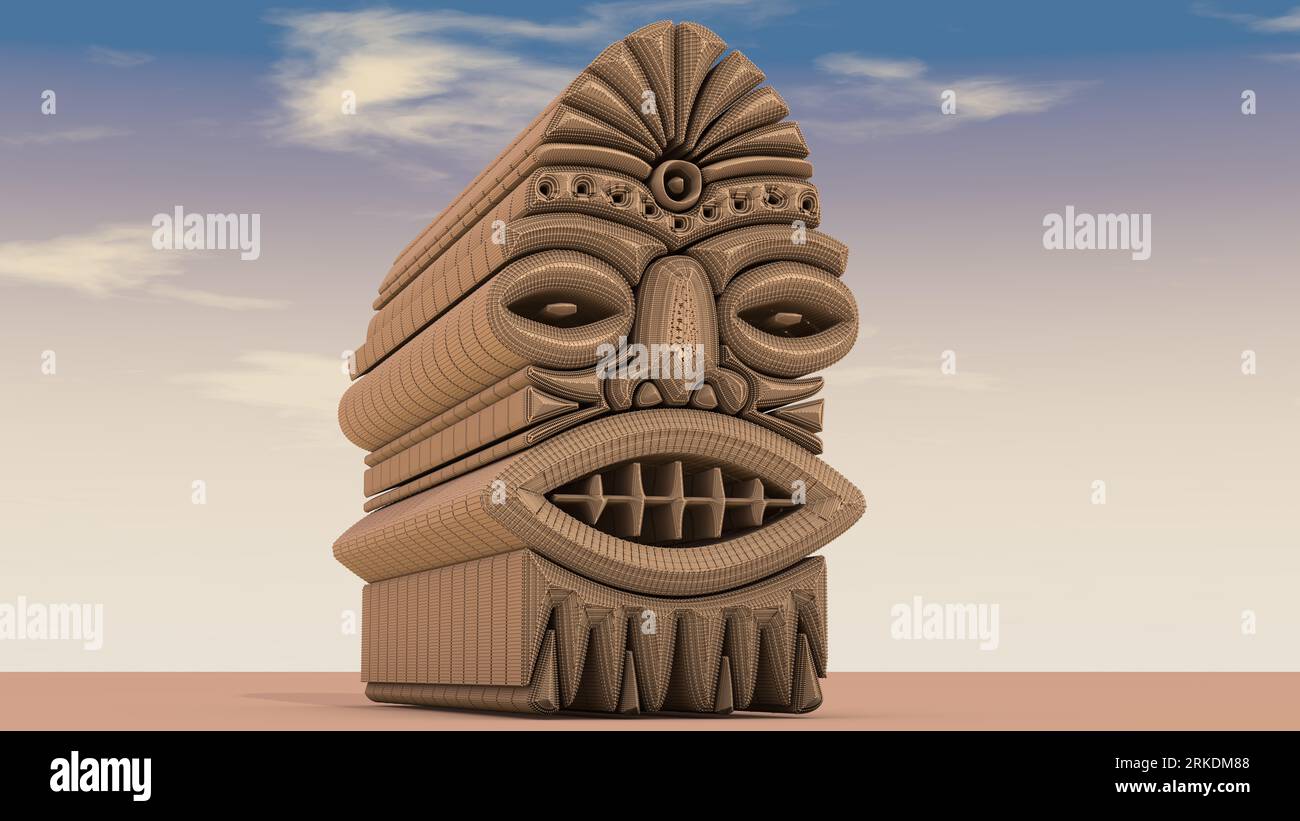 3D Illustration of a Tiki Idol. In Māori mythology, Tiki is the first ...